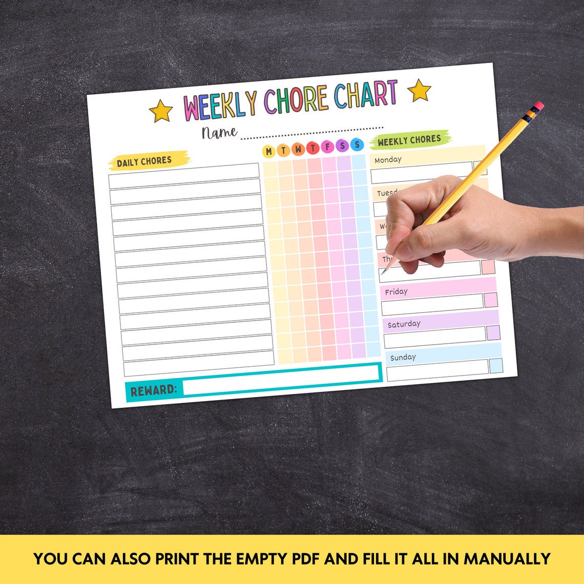 Editable Chore Chart for Kids, Printable Kids Chore List, Kids Daily ...