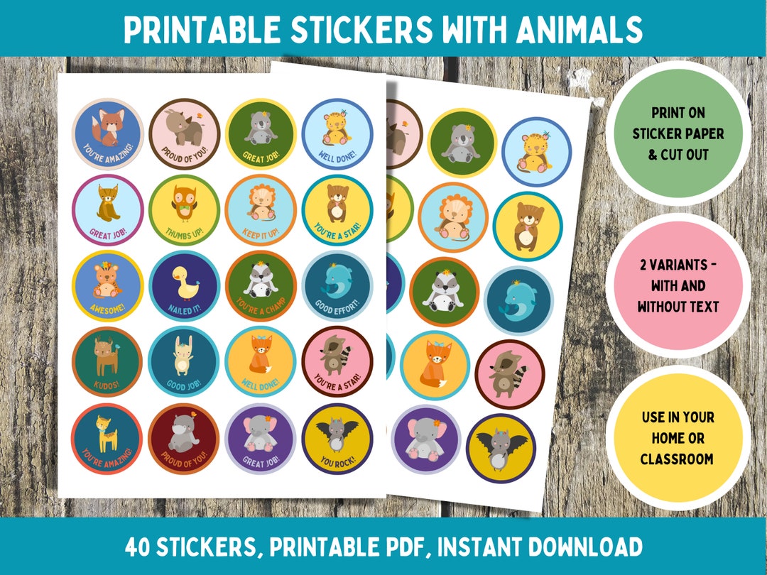 Printable Stickers for Kids, Toddler Stickers, Teacher Reward Stickers ...