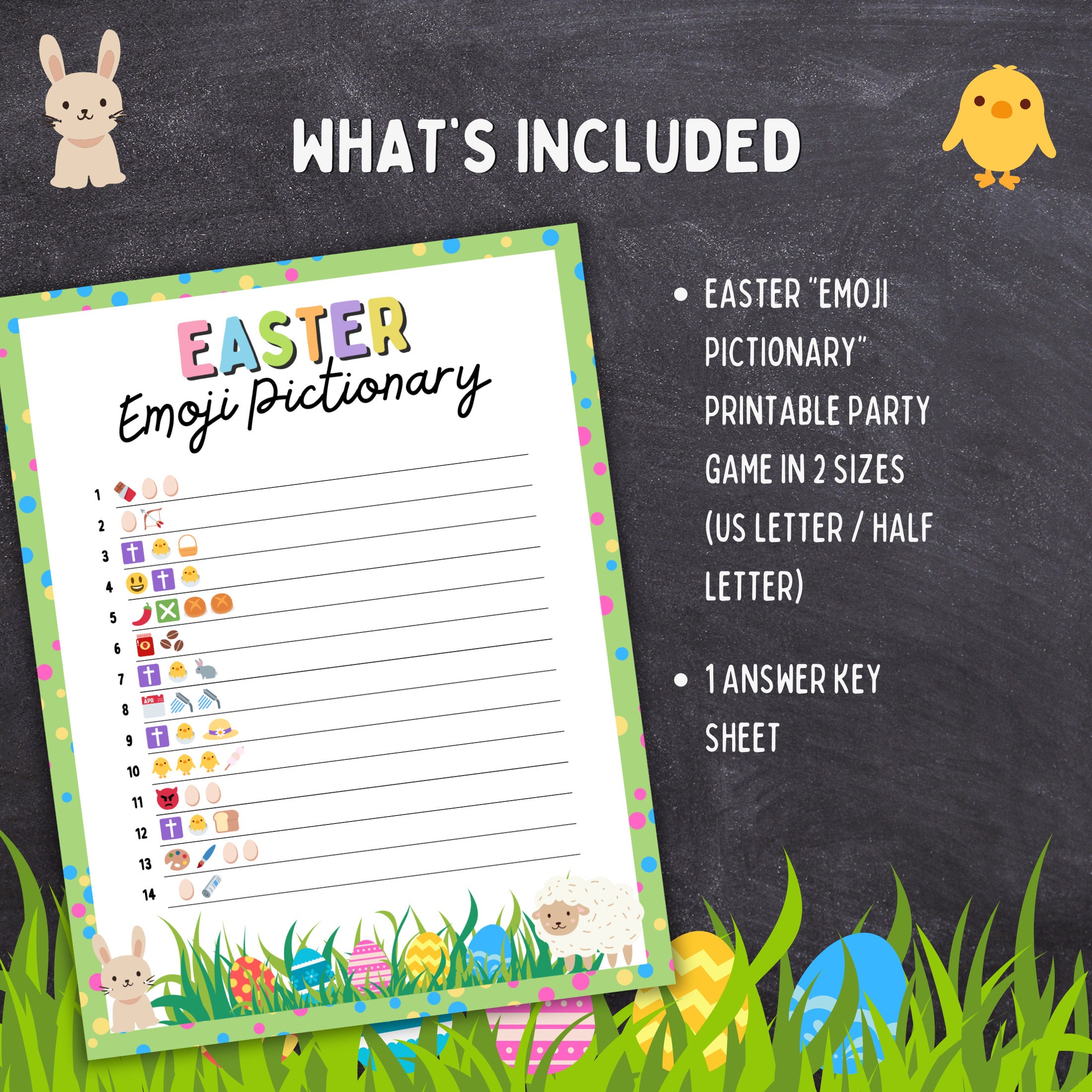 Easter Emoji Pictionary, Printable Easter Game, Easter Party Game ...
