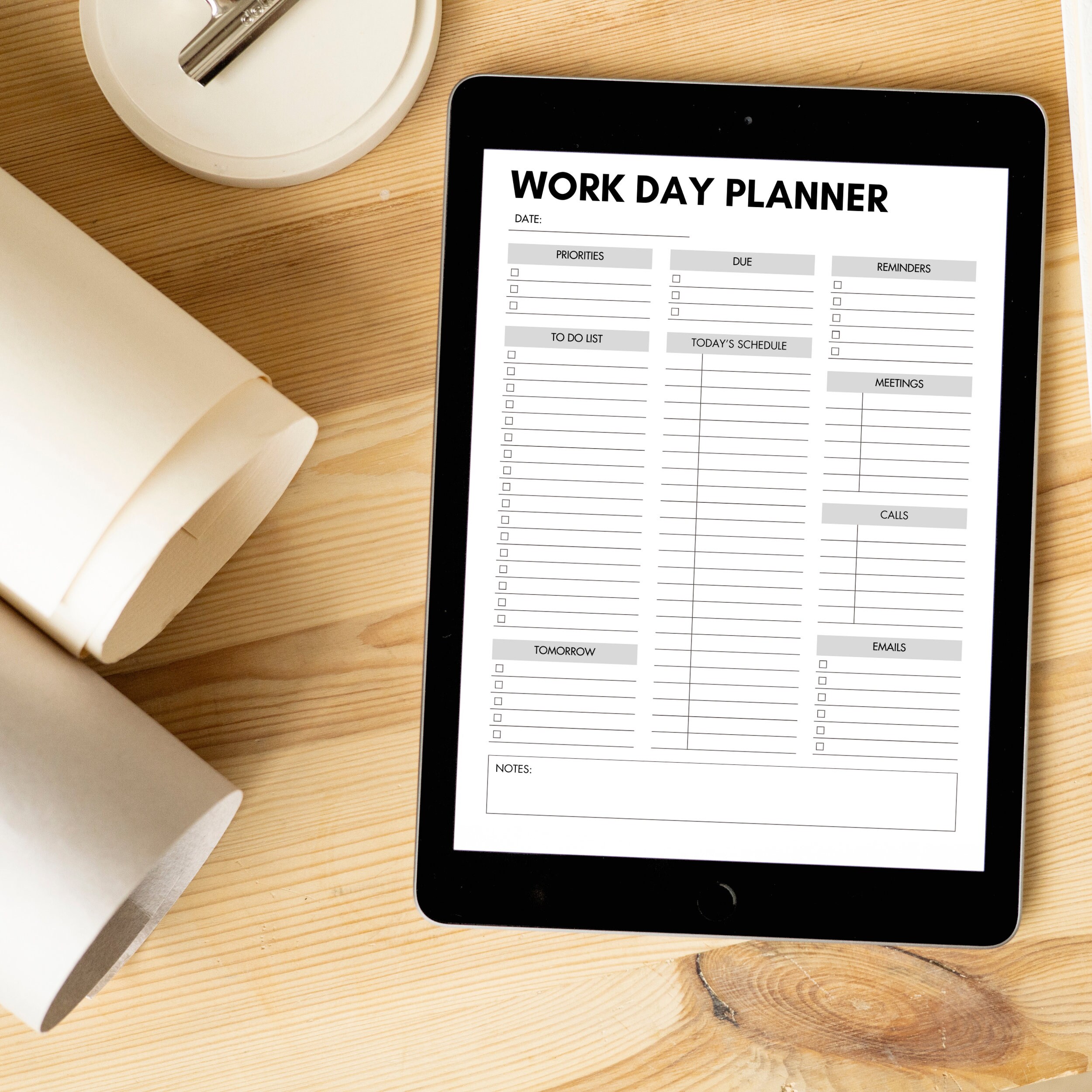 Printable Work Planner, Editable Work Log, Work Day Planner, Fillable ...