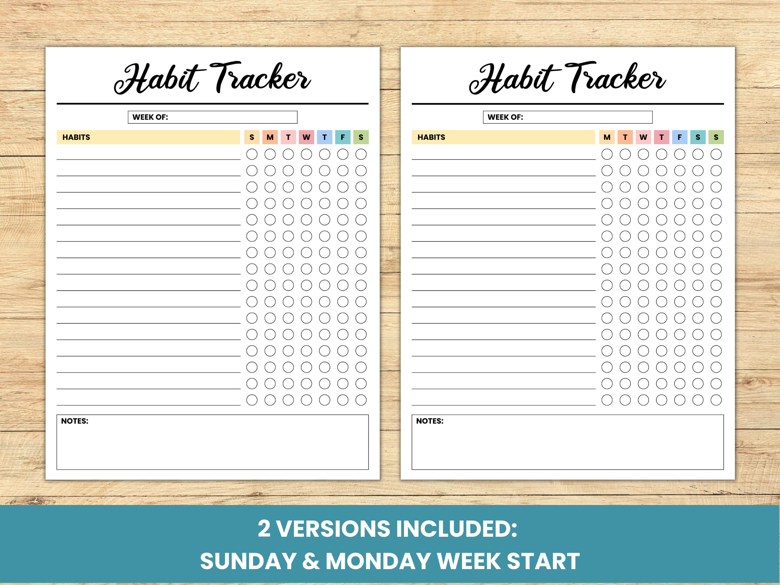Weekly Habit Tracker Printable: Editable Fillable PDF Template - Etsy