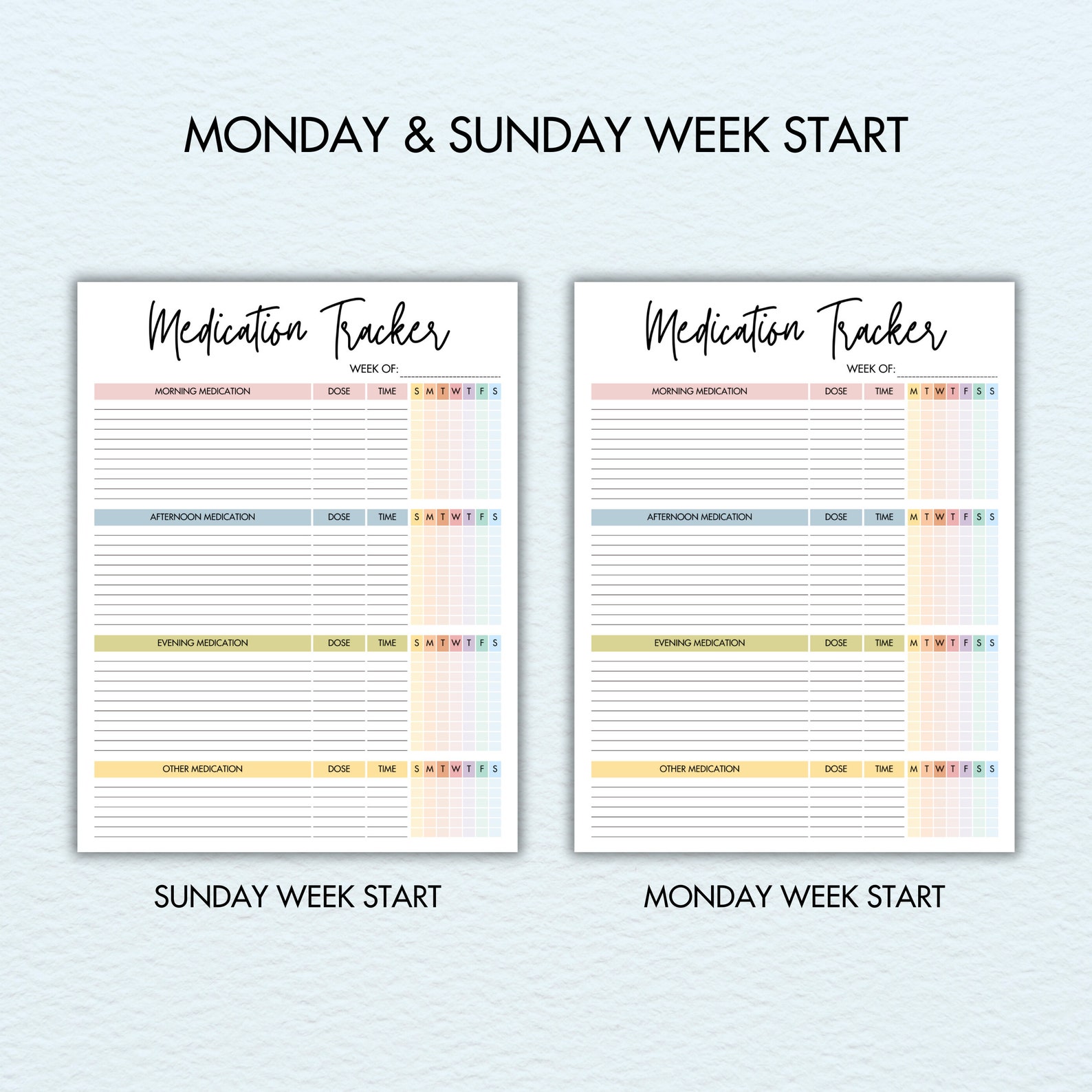 Printable Weekly Medication Tracker: Boho Supplement Log (editable PDF ...