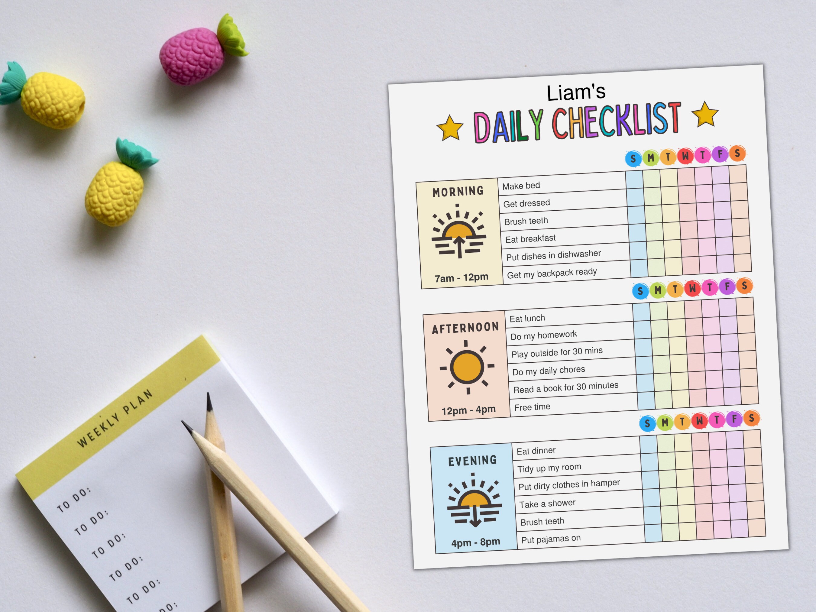 Printable Daily Checklist for Kids, Editable Kids to Do List ...