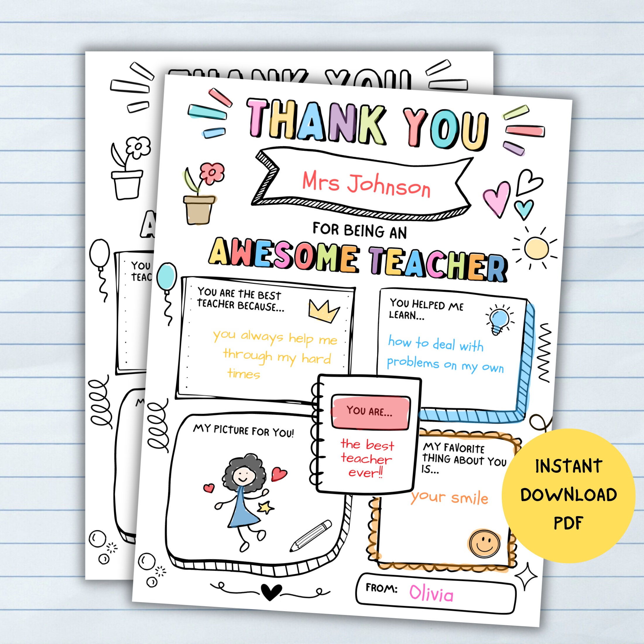 Teacher Appreciation Printable, Teacher Appreciation Week Gift, Thank ...