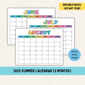 Printable Editable Summer Planner 2025 for Kids, Summer Calendar ...
