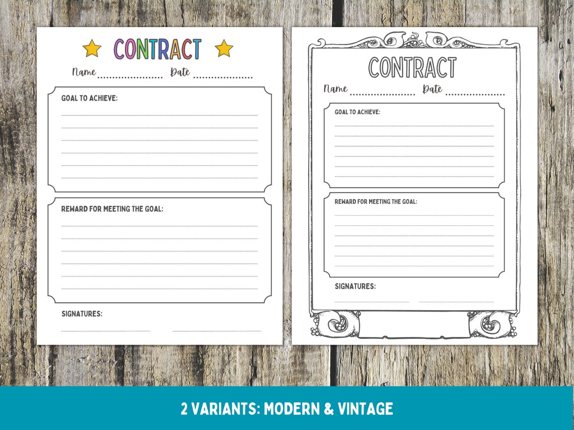Printable Behavior Contract: Editable Parent-kids Agreement (PDF) - Etsy
