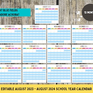 Editable Kids School Planner 2023-2024, Printable Kids Chore Chart ...