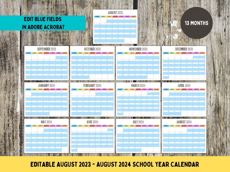 Editable Kids School Planner 2023-2024, Printable Kids Chore Chart ...