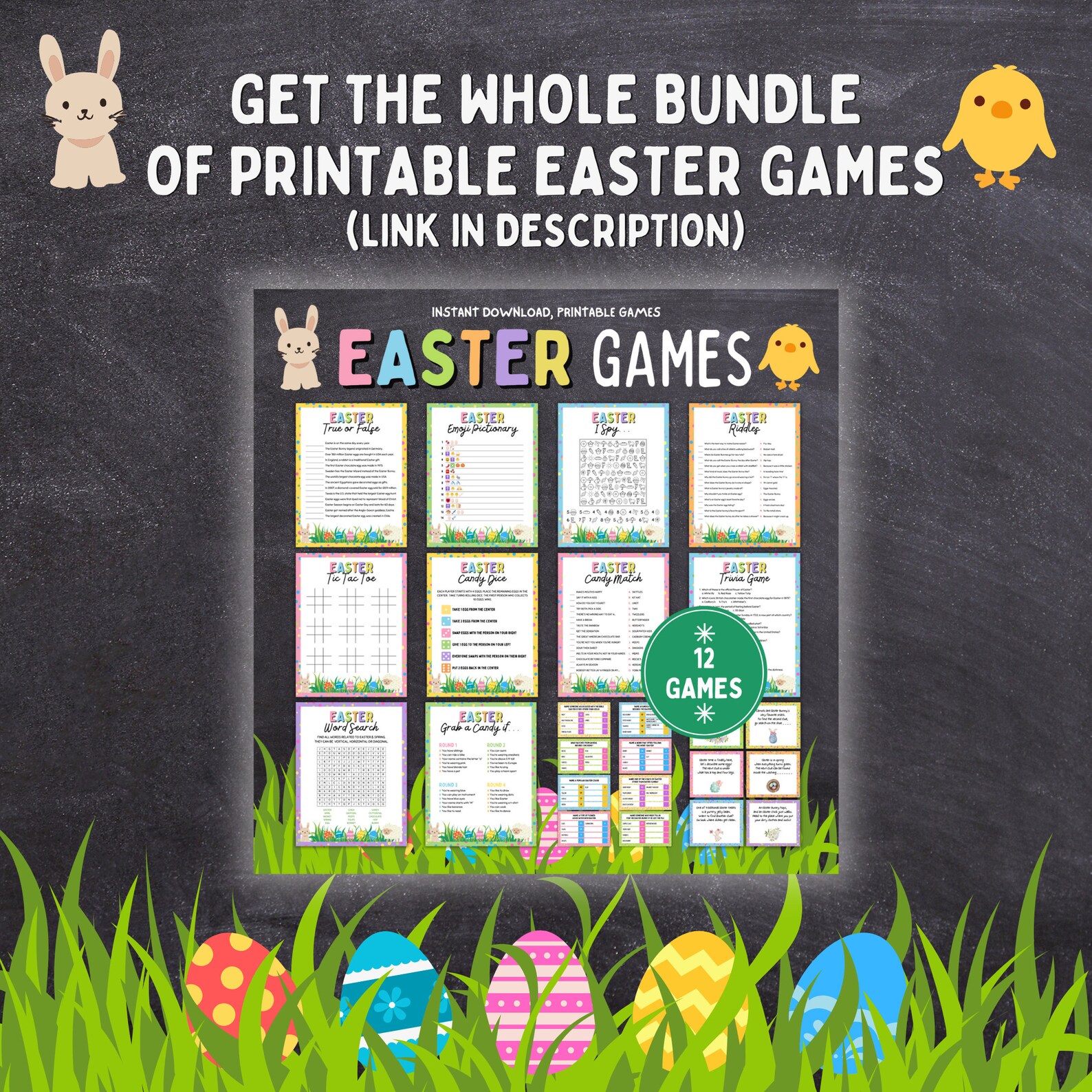 Easter Emoji Pictionary, Printable Easter Game, Easter Party Game ...
