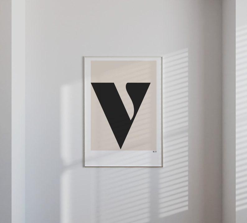 Letter V Initial Art Print, Monogram Wall Decor (set of 3) (digital ...