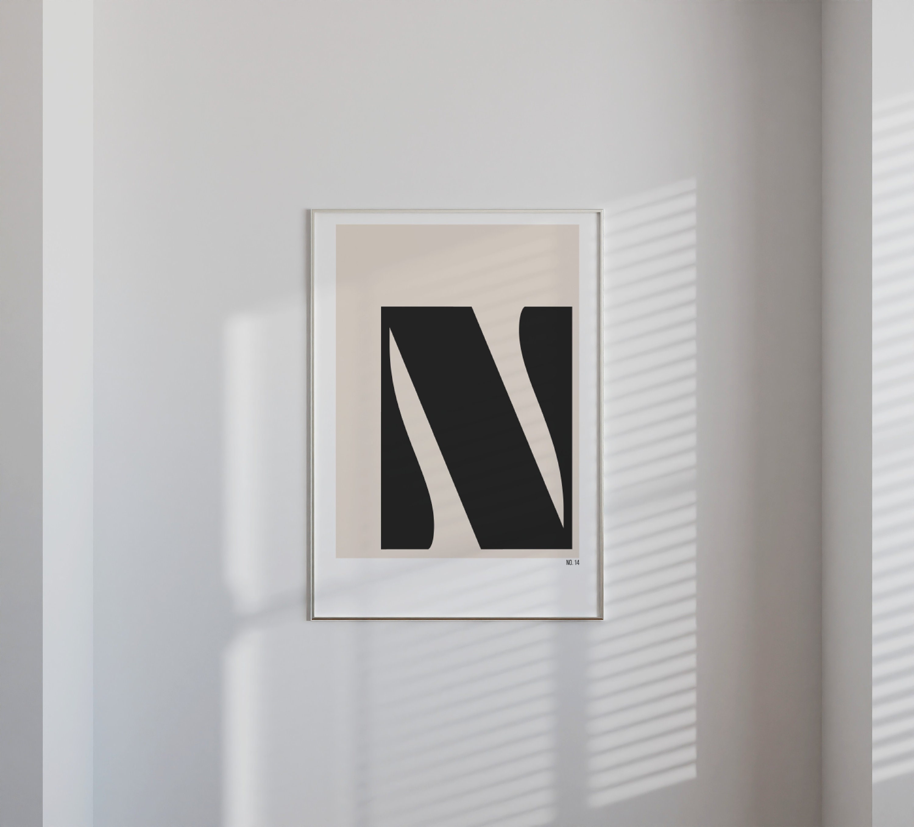 Printable Letter Initial Posters, Monogram Wall Art, Letter N Initial ...