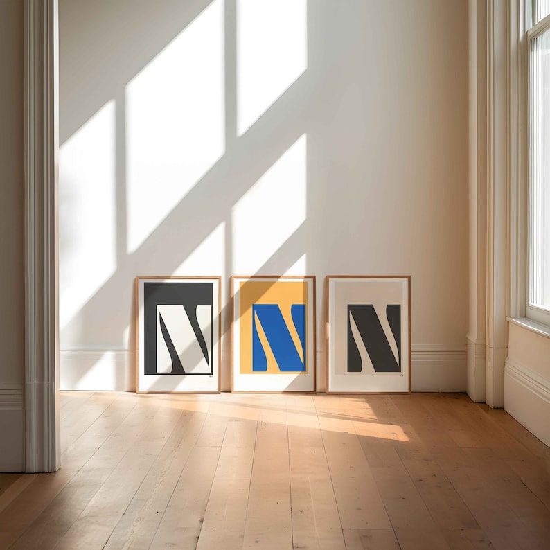 Printable Letter Initial Posters, Monogram Wall Art, Letter N Initial ...