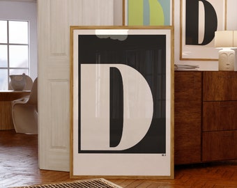 D - Custom Letter Wall Decor, Monogram Print, Minimalist Wall Art Print ...