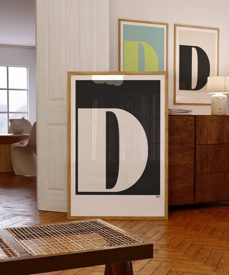 Letter D Initial Art Print, Monogram Wall Decor (digital Download) - Etsy