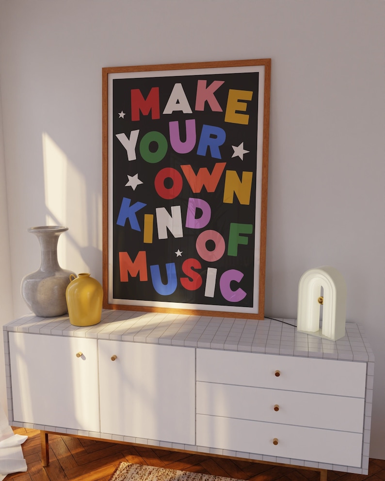 Colorful Quote Wall Art, Bold Rainbow Home Decor, Song Lyrics Art Print ...