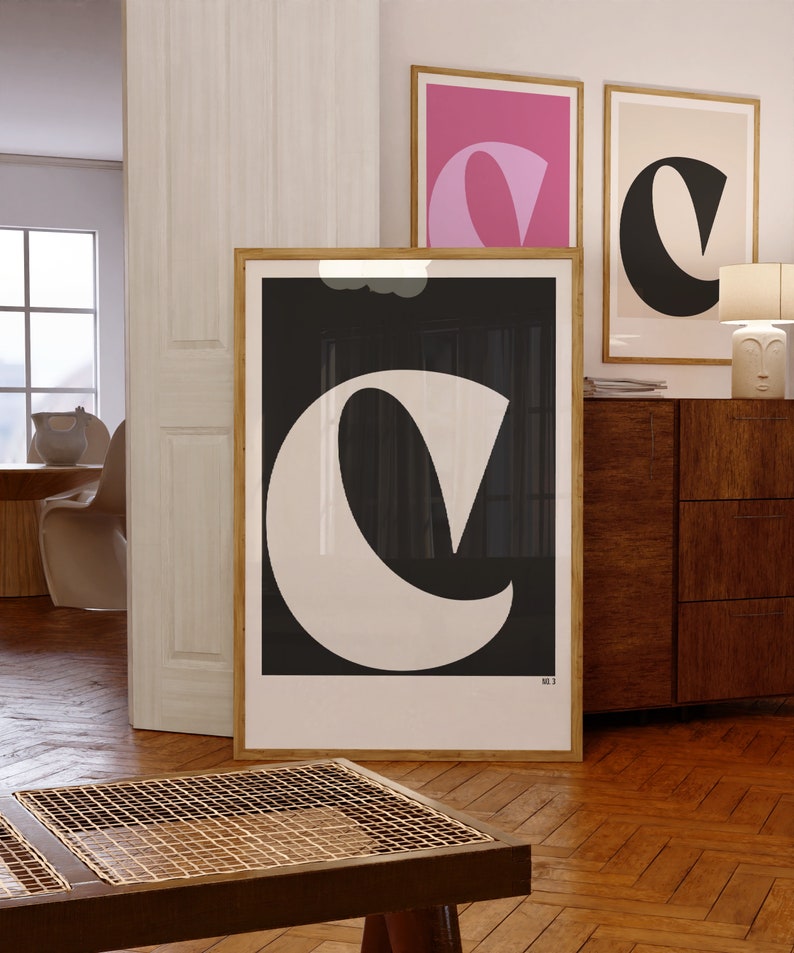 Letter C Initial Art Print Set, Monogram Wall Decor (digital Download ...
