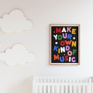 Colorful Quote Wall Art, Bold Rainbow Home Decor, Song Lyrics Art Print ...