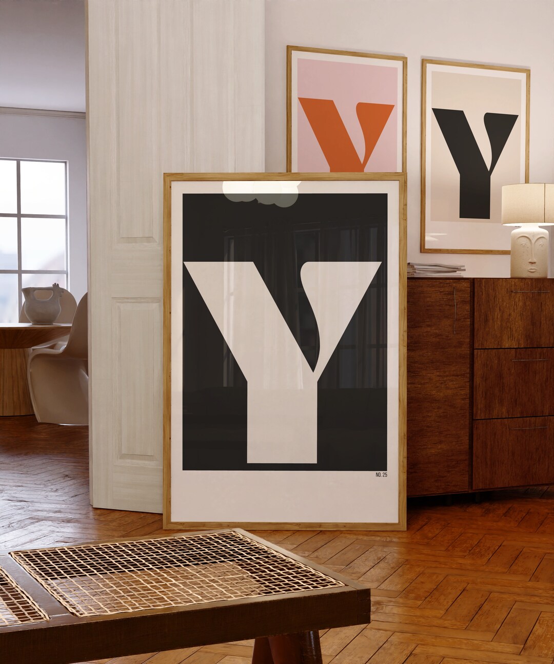 Printable Letter Initial Posters, Monogram Wall Art, Letter Y Initial Art Print, Set of 3 Print ...