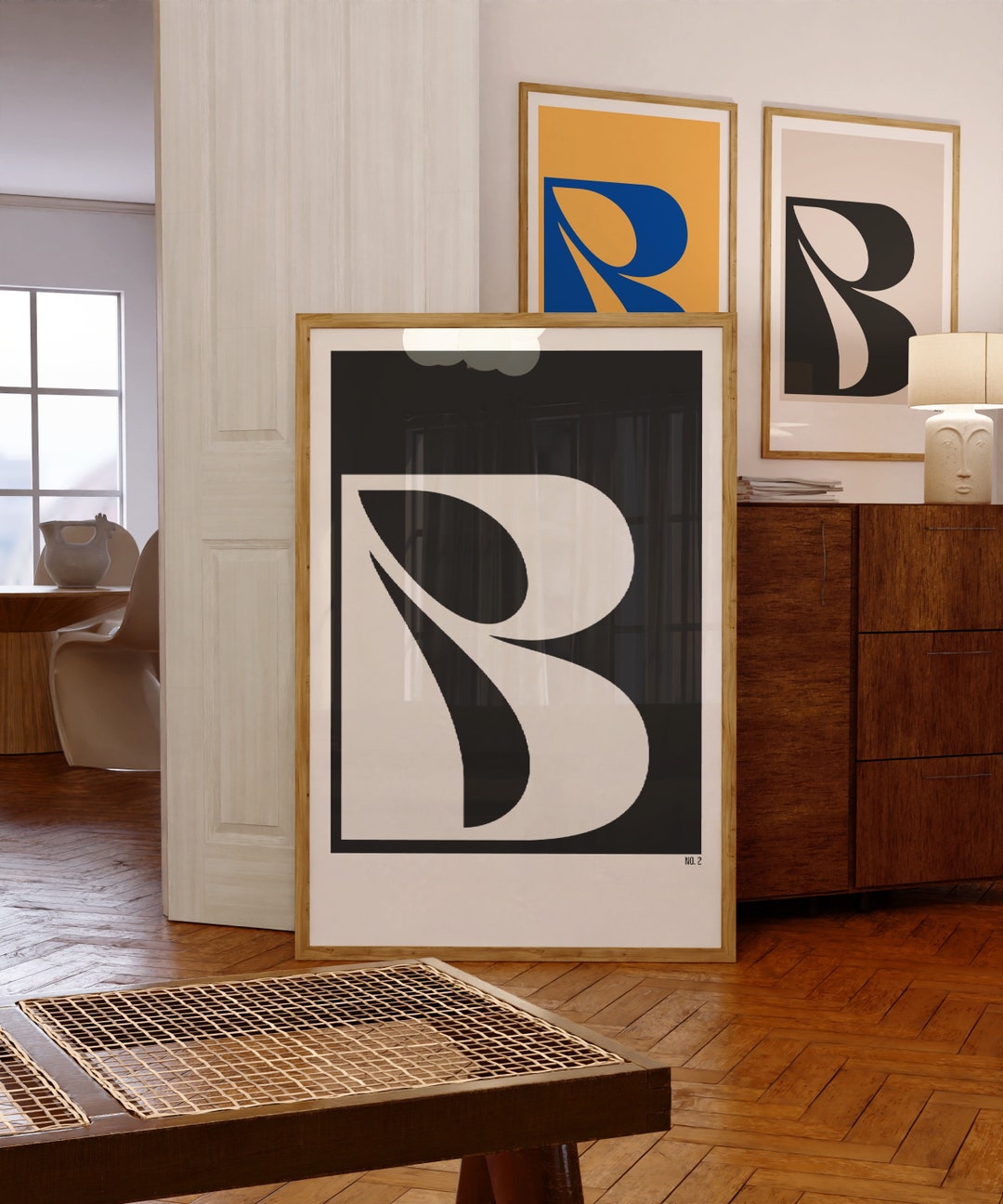 Printable Letter Initial Posters, Monogram Wall Art, Letter B Initial Art Print, Set of 3 Print ...