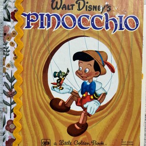 Hand Altered Journal PINOCCHIO 1948 Little Golden Book - Etsy