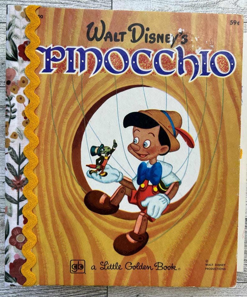 Hand Altered Journal PINOCCHIO 1948 Little Golden Book - Etsy