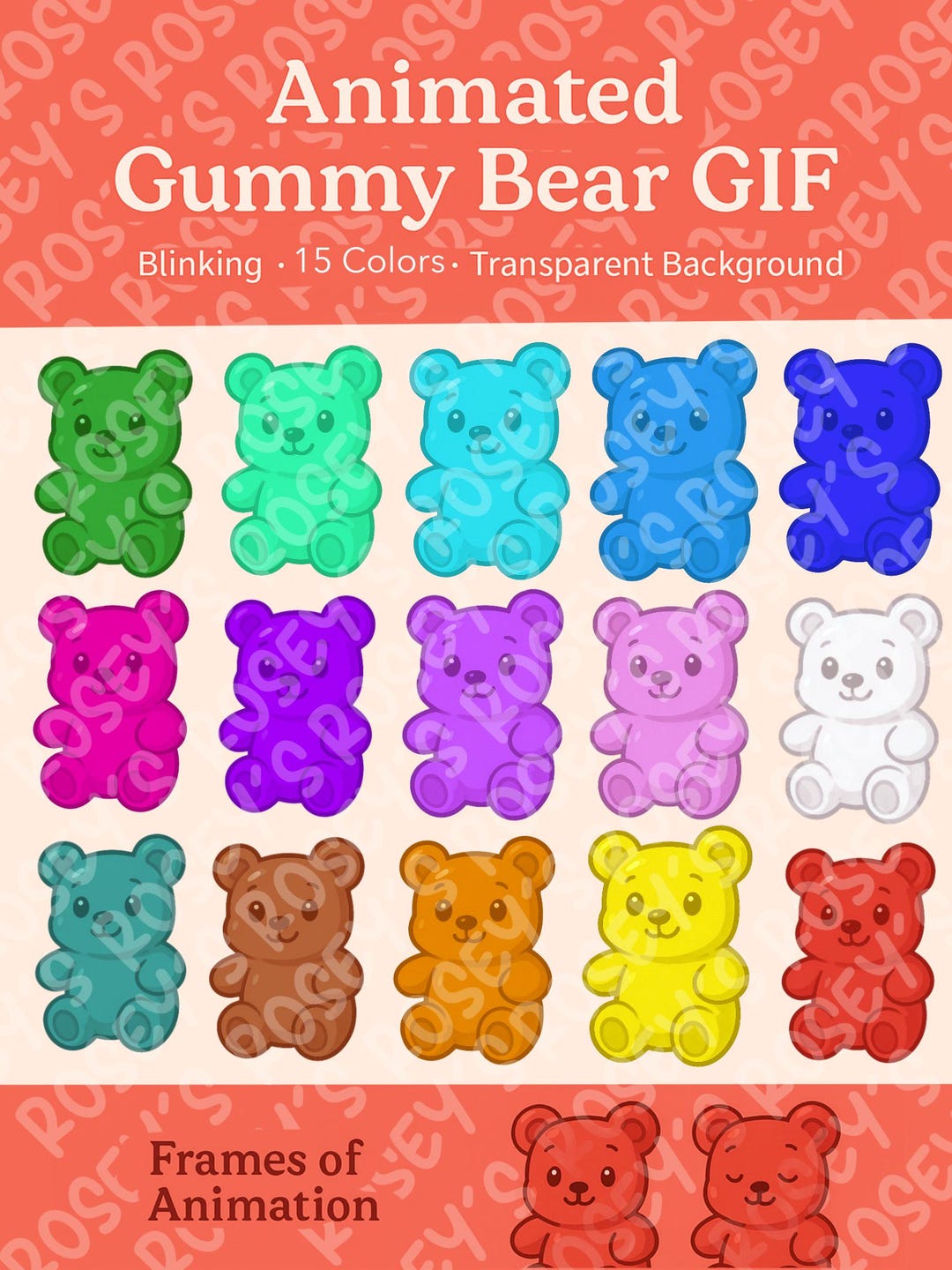 Animated Gummy Bear GIF BUNDLE – Kawaii Blinking Bear (transparent ...