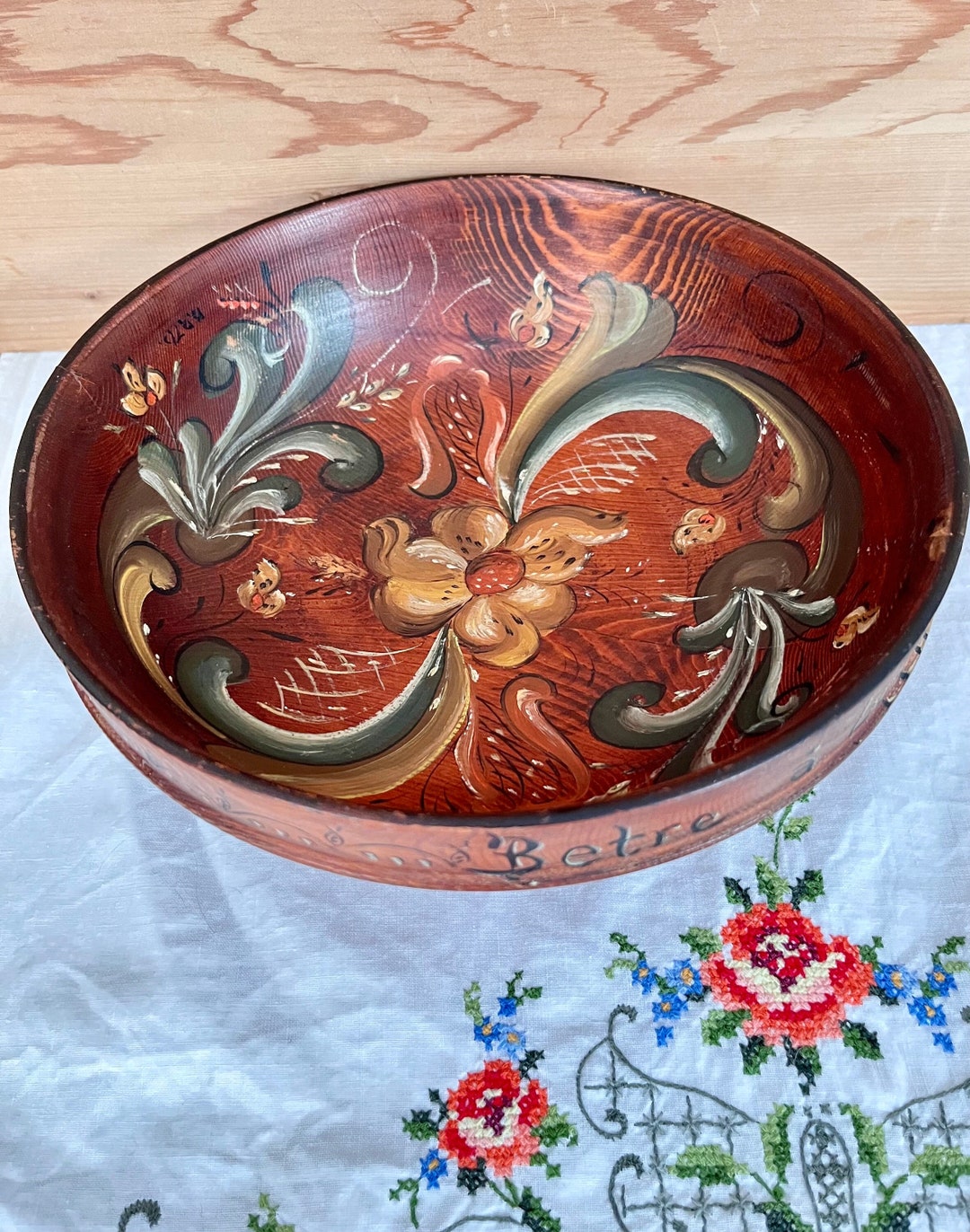 Wooden Norwegian Rosemaling Bowl / Made in Norway - Etsy