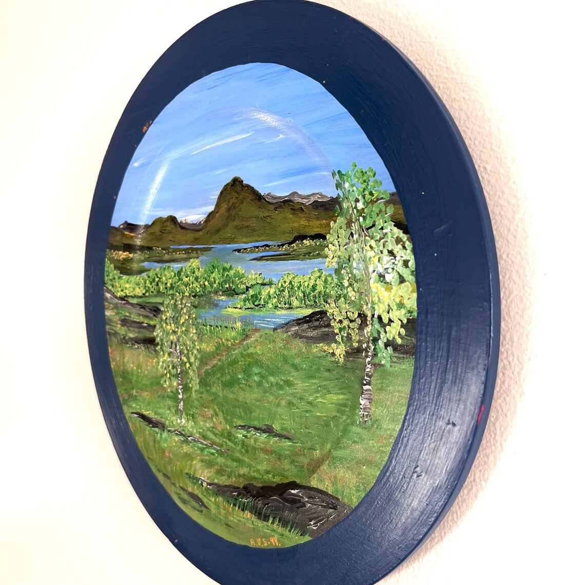 Large Hand Painted Norwegian Wooden Wall Plate, Nature Landscape Decor ...