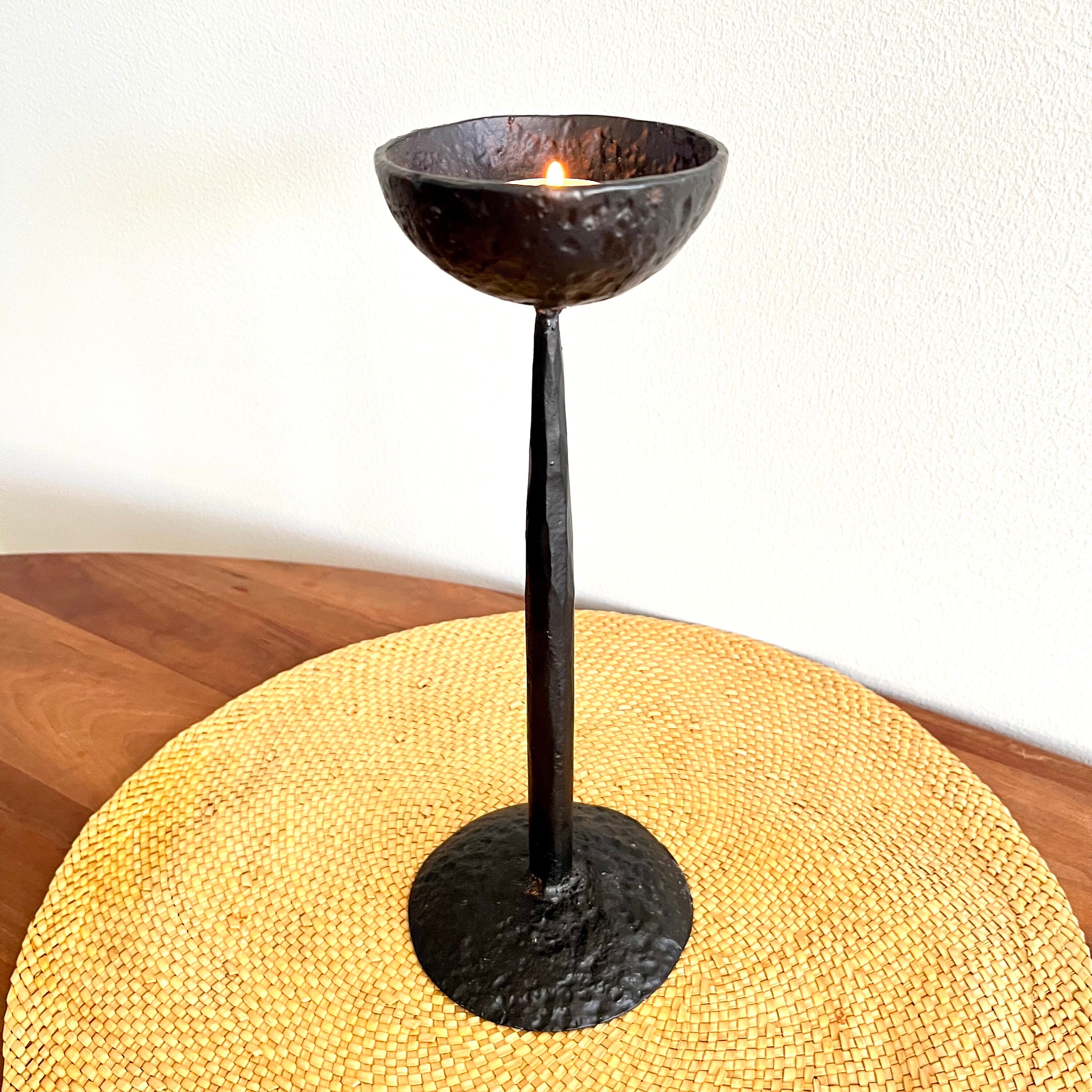 Vintage Hand Forget Wrought Iron Brutalist Candle Holder/ Tall ...