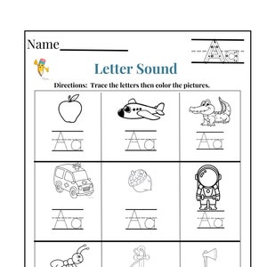 26 Printable Alphabet Letter Sounds Worksheet. Preschool Phonics. - Etsy