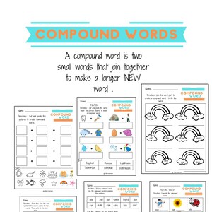 Compound Word Worksheets for First Grade, Second Grade and Homeschool ...