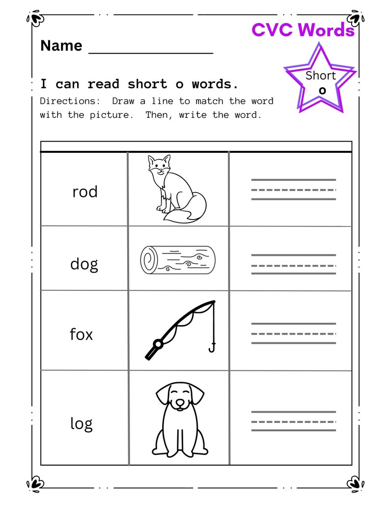 CVC Word Sentences and Short Vowel Word Practice - Etsy