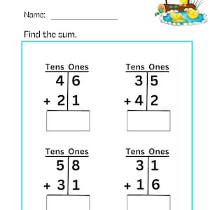 2nd Grade Math Worksheet, 2 and 3 Digit Addition With and Without ...