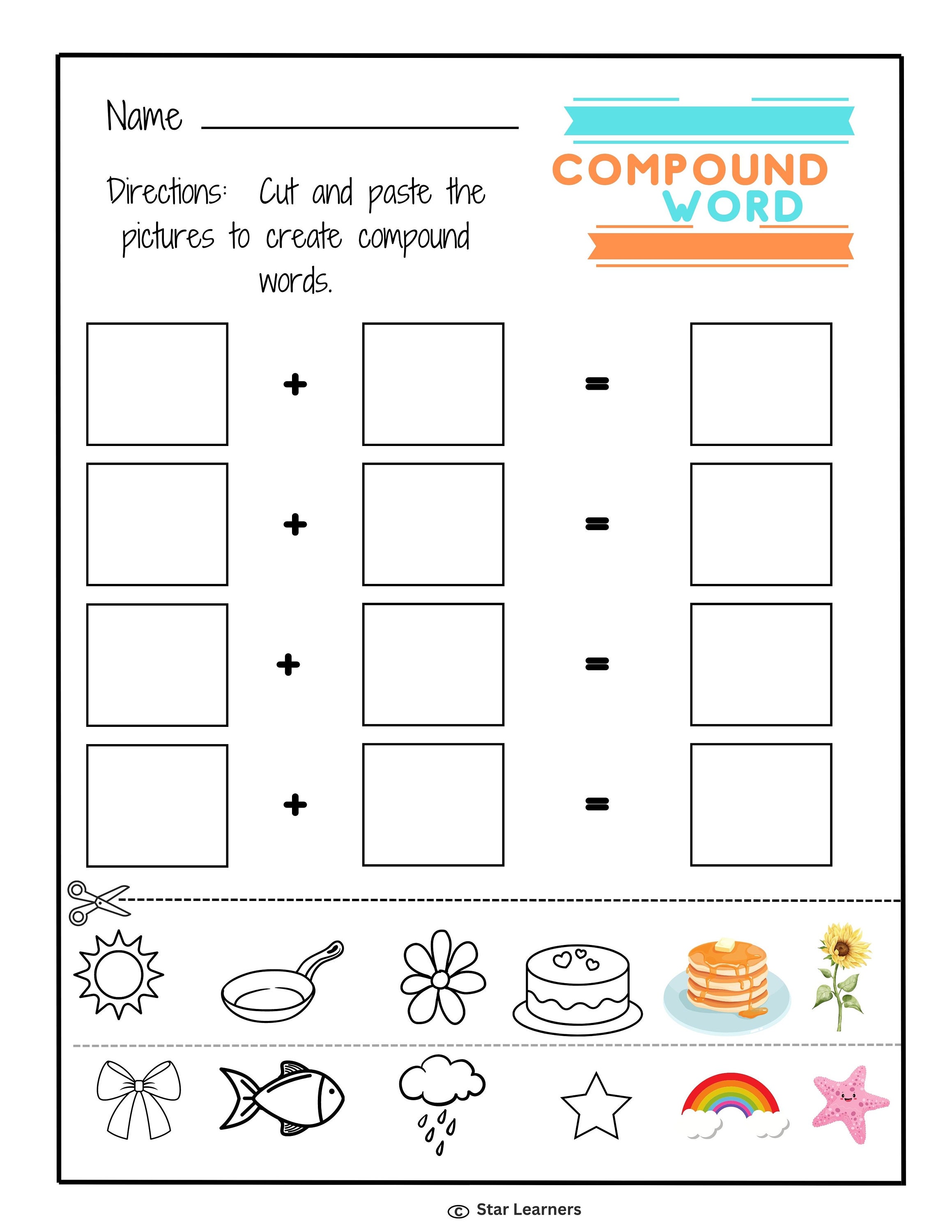 Compound Word Worksheets for First Grade, Second Grade and Homeschool ...