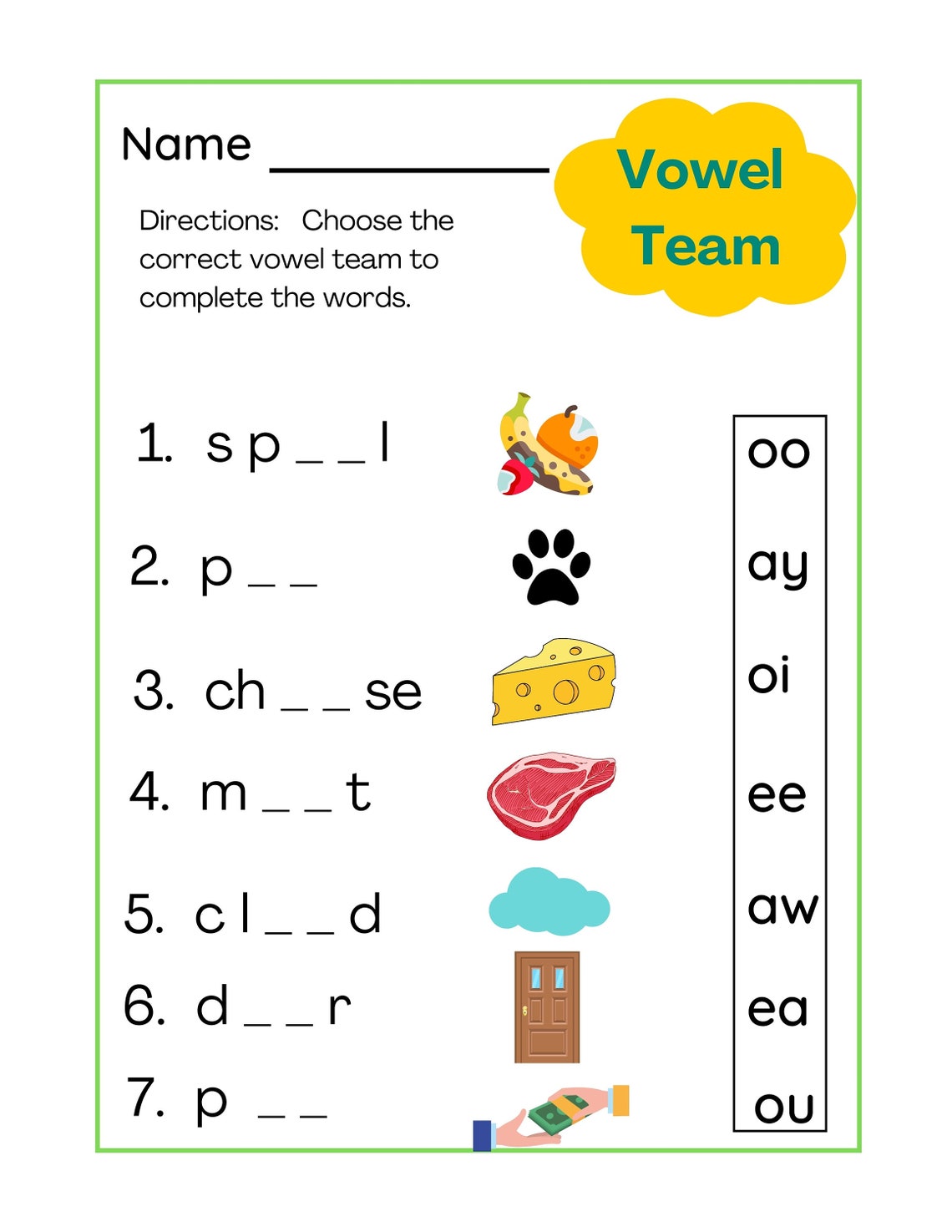 Vowel Team Poster, Phonics Worksheet Printables, Classroom Reading ...
