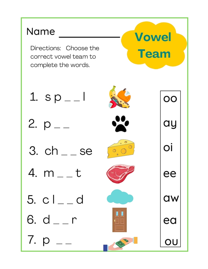 Vowel Team Poster, Phonics Worksheet Printables, Classroom Reading ...