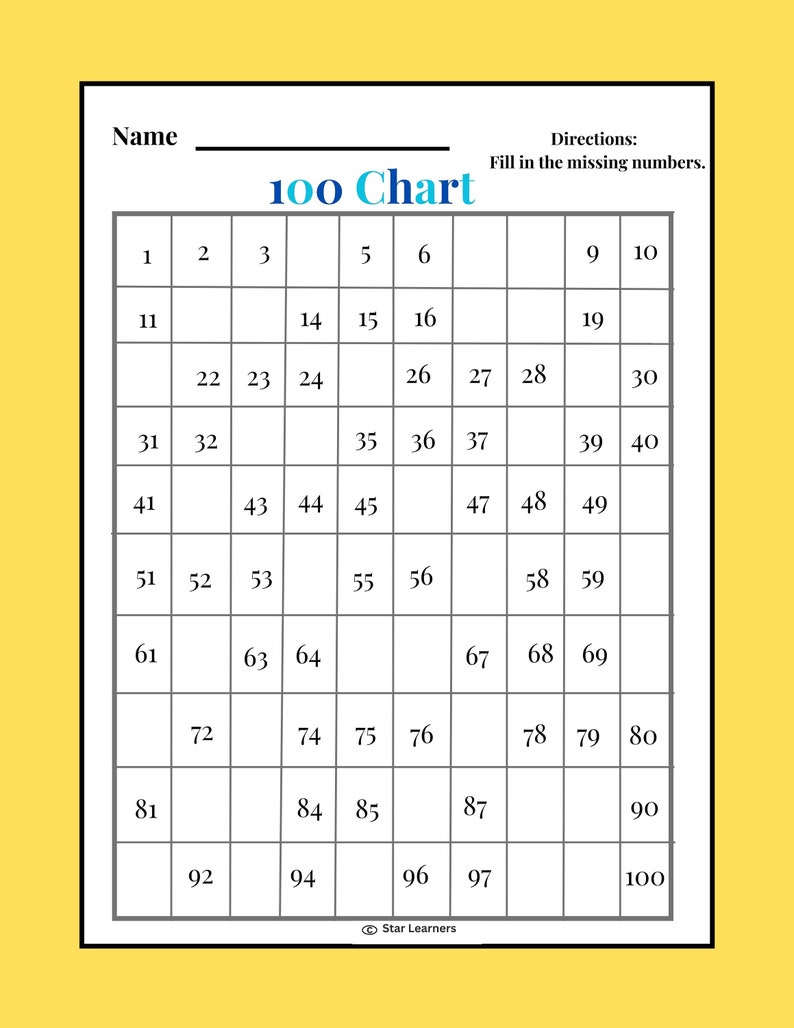 Printable Number Charts, Wall Charts, Work Mats and Worksheet ...