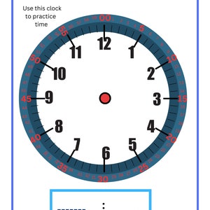 Learning to Tell Time, Printable Clock Worksheet, Analog Clock, Prek ...