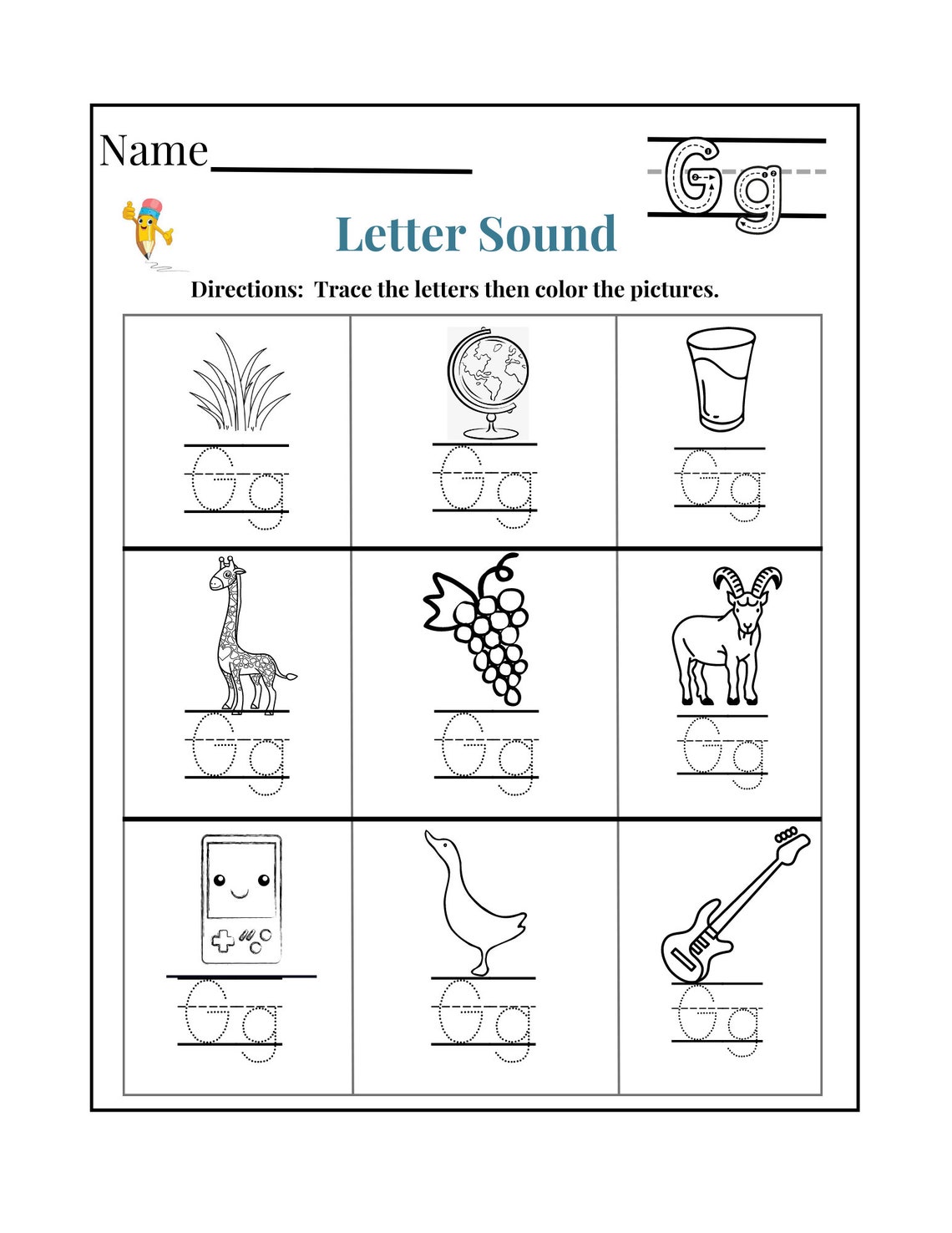 26 Printable Alphabet Letter Sounds Worksheet. Preschool Phonics. - Etsy