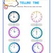 Learning to Tell Time, Printable Clock Worksheet, Analog Clock, Prek ...