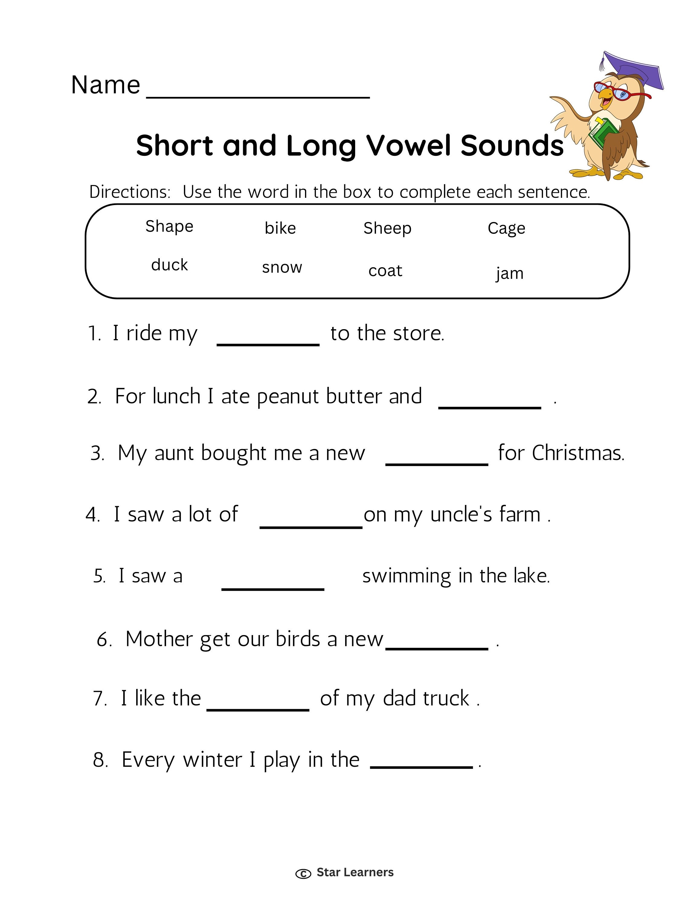 Long Vowel Short Vowel Worksheets