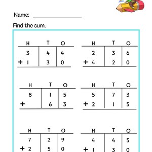 2nd Grade Math Worksheet, 2 and 3 Digit Addition With and Without ...