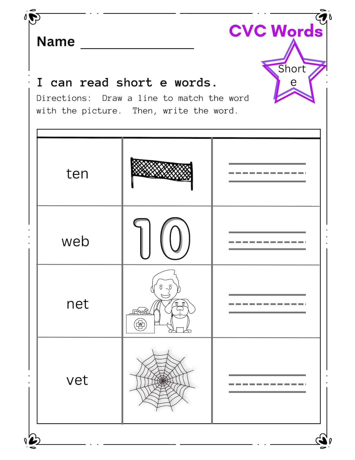 CVC Word Sentences and Short Vowel Word Practice - Etsy