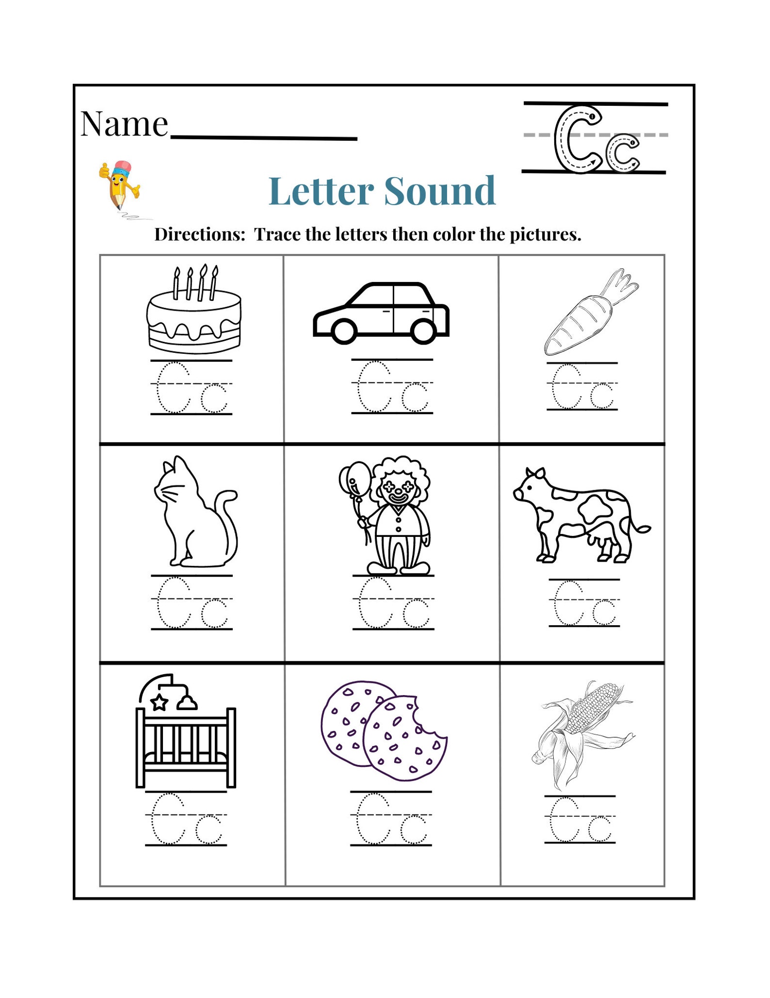 26 Printable Alphabet Letter Sounds Worksheet. Preschool Phonics. - Etsy