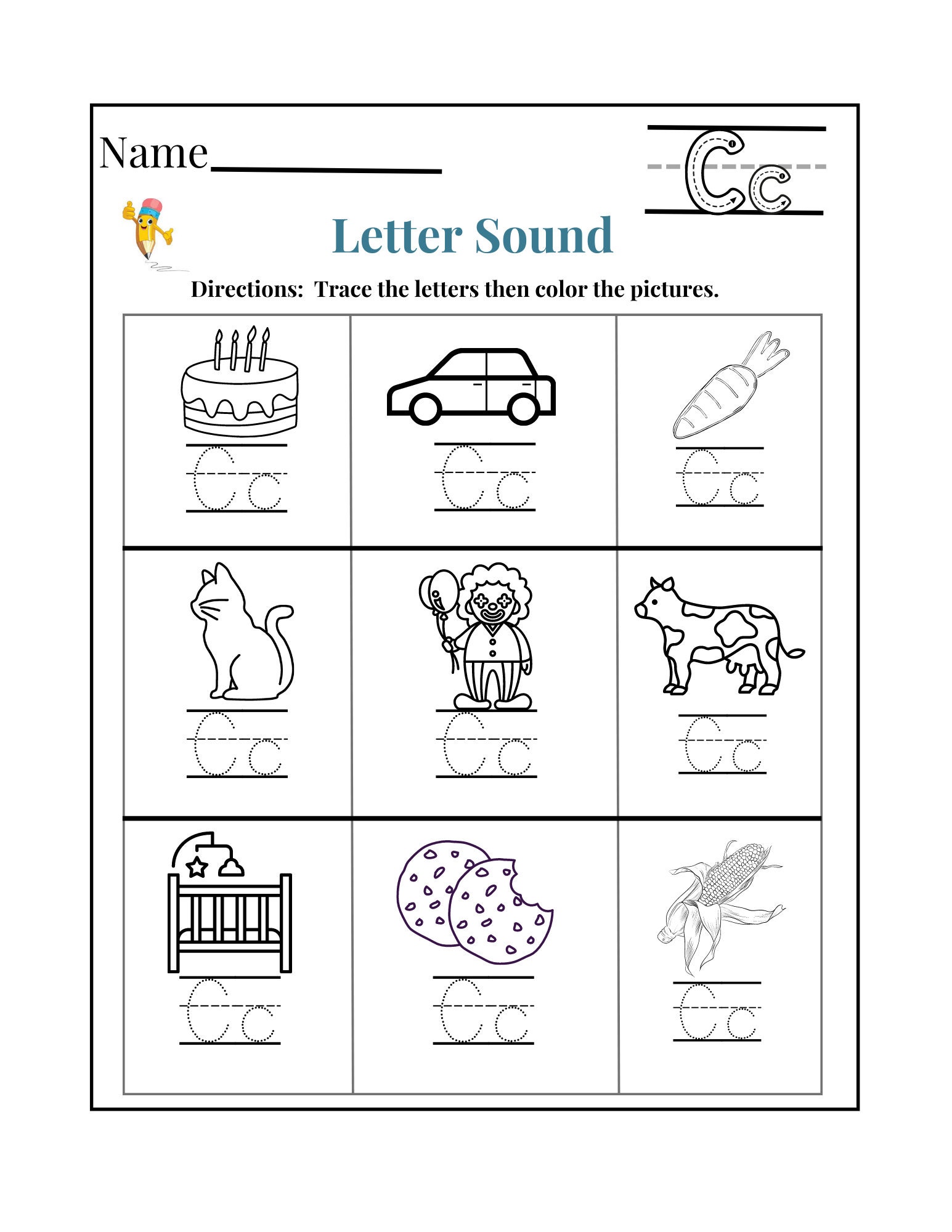 26 Printable Alphabet Letter Sounds Worksheet. Preschool Phonics. - Etsy