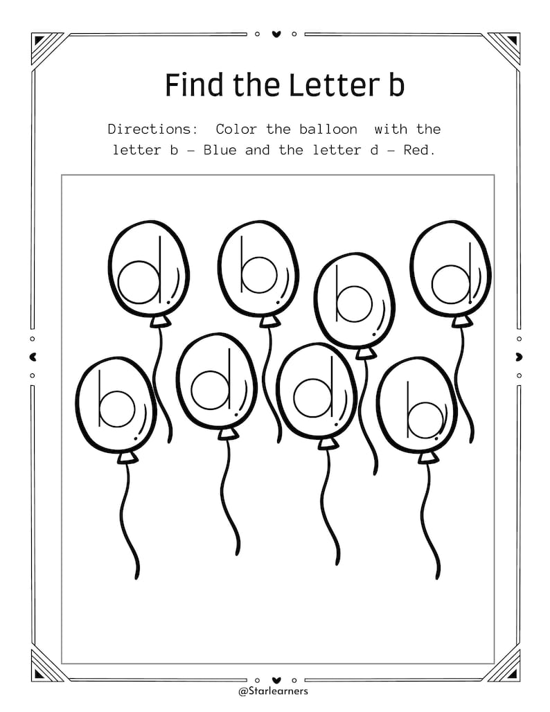 Letter Bd Reversal Worksheet - Etsy