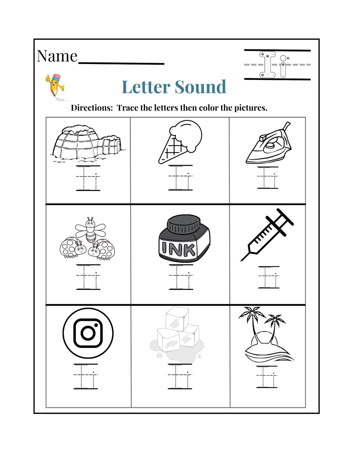 26 Printable Alphabet Letter Sounds Worksheet. Preschool Phonics. - Etsy