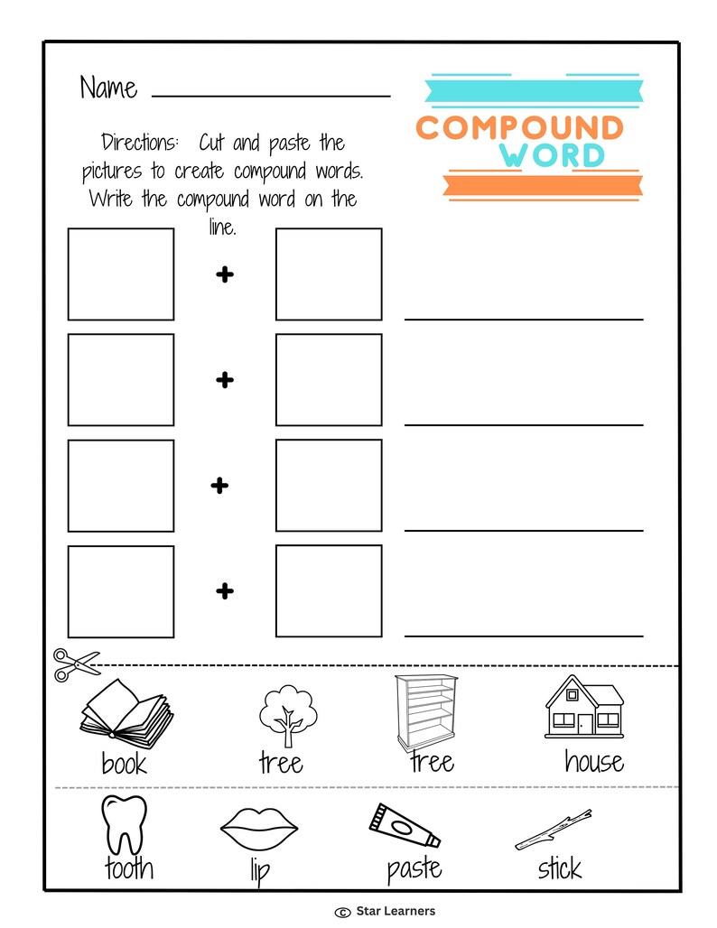 Compound Word Worksheets for First Grade, Second Grade and Homeschool ...