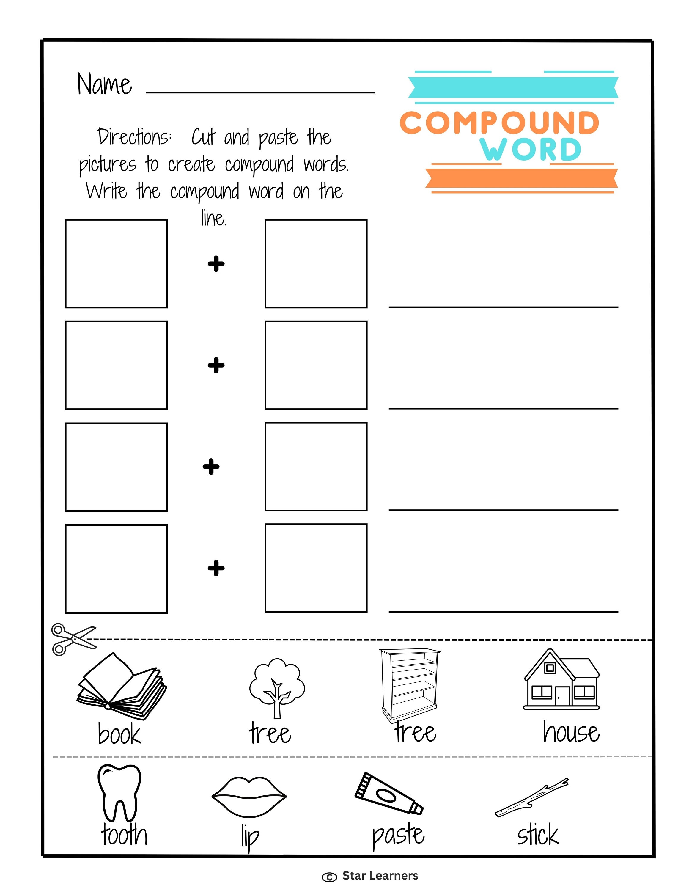 Compound Word Worksheets for First Grade, Second Grade and Homeschool ...