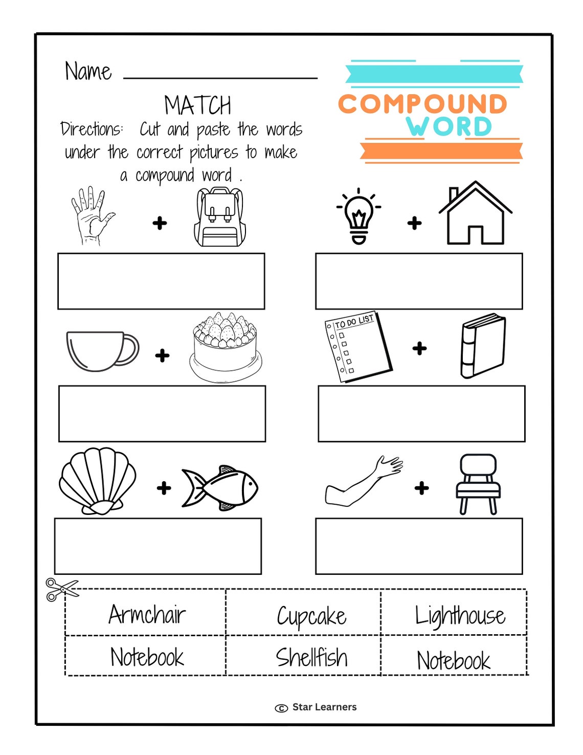 Compound Word Worksheets for First Grade, Second Grade and Homeschool ...